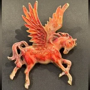 Jewelry | Unicorn Brooch In Blue White In Gold Tone Setting New | Poshmark